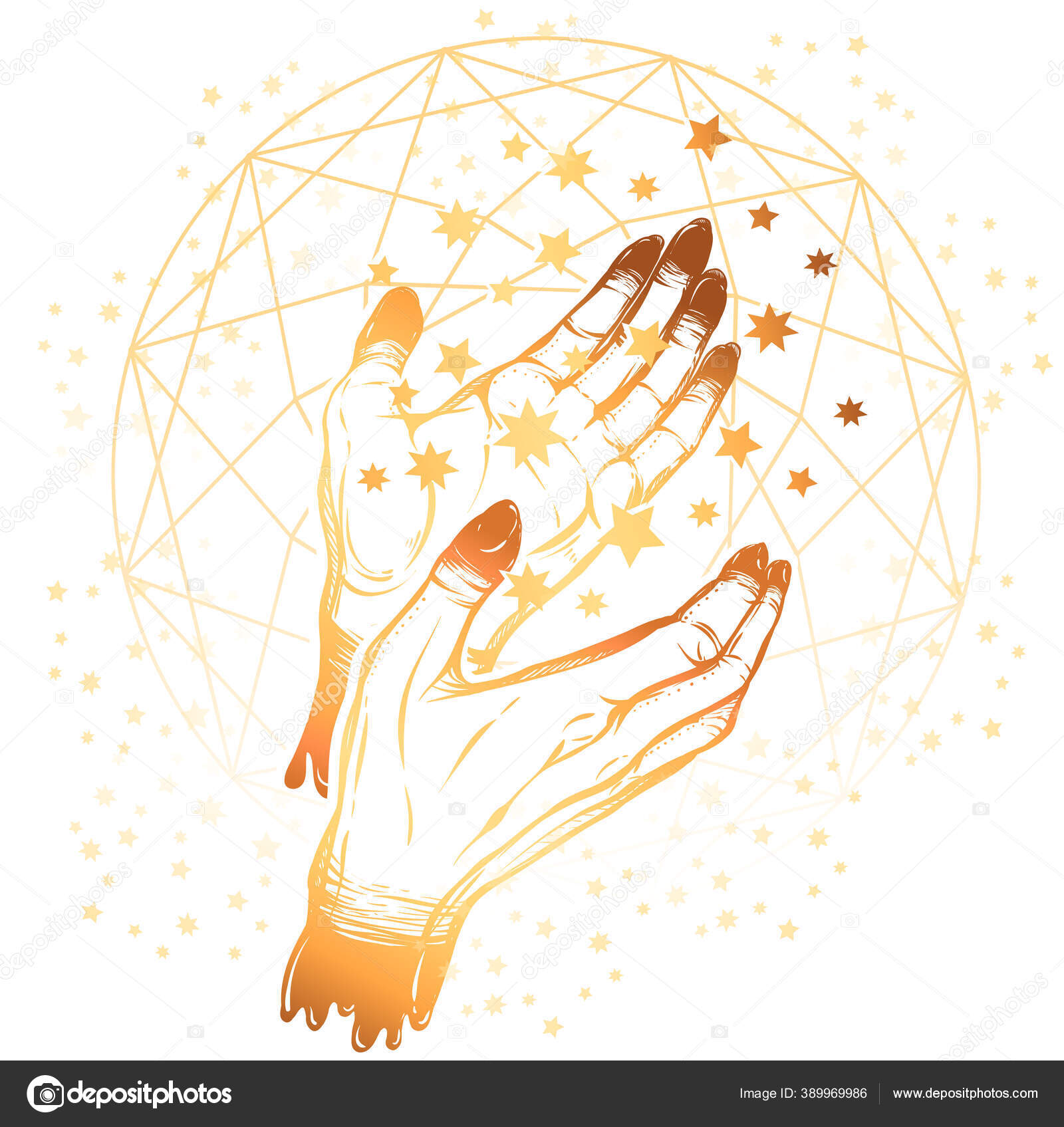 Vector Illustration Magic Hands Stars Handmade Prints Shirts Tattoos ...