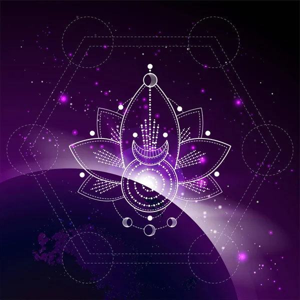 Vector illustration of Sacred or mystic symbol against the space ...