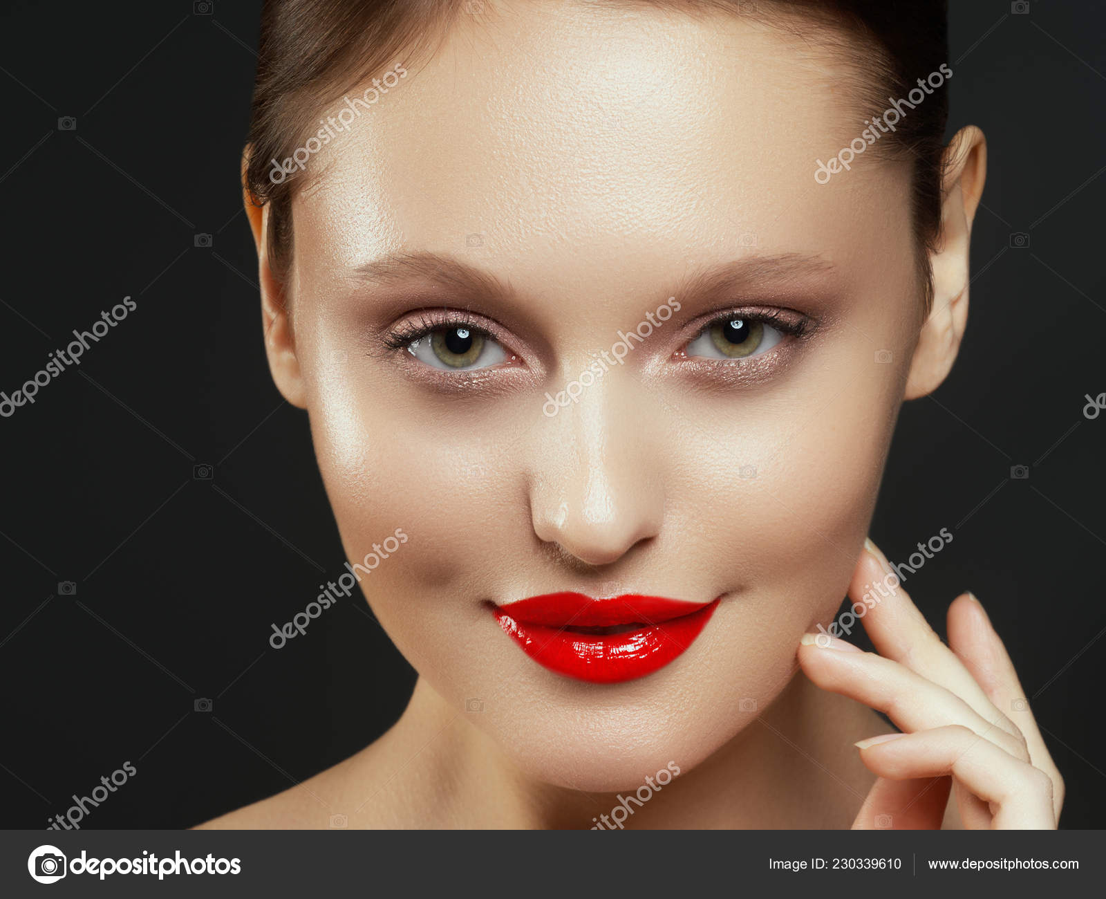 Gorgeous Young Brunette Woman Face Portrait Beauty Model Girl Perfect