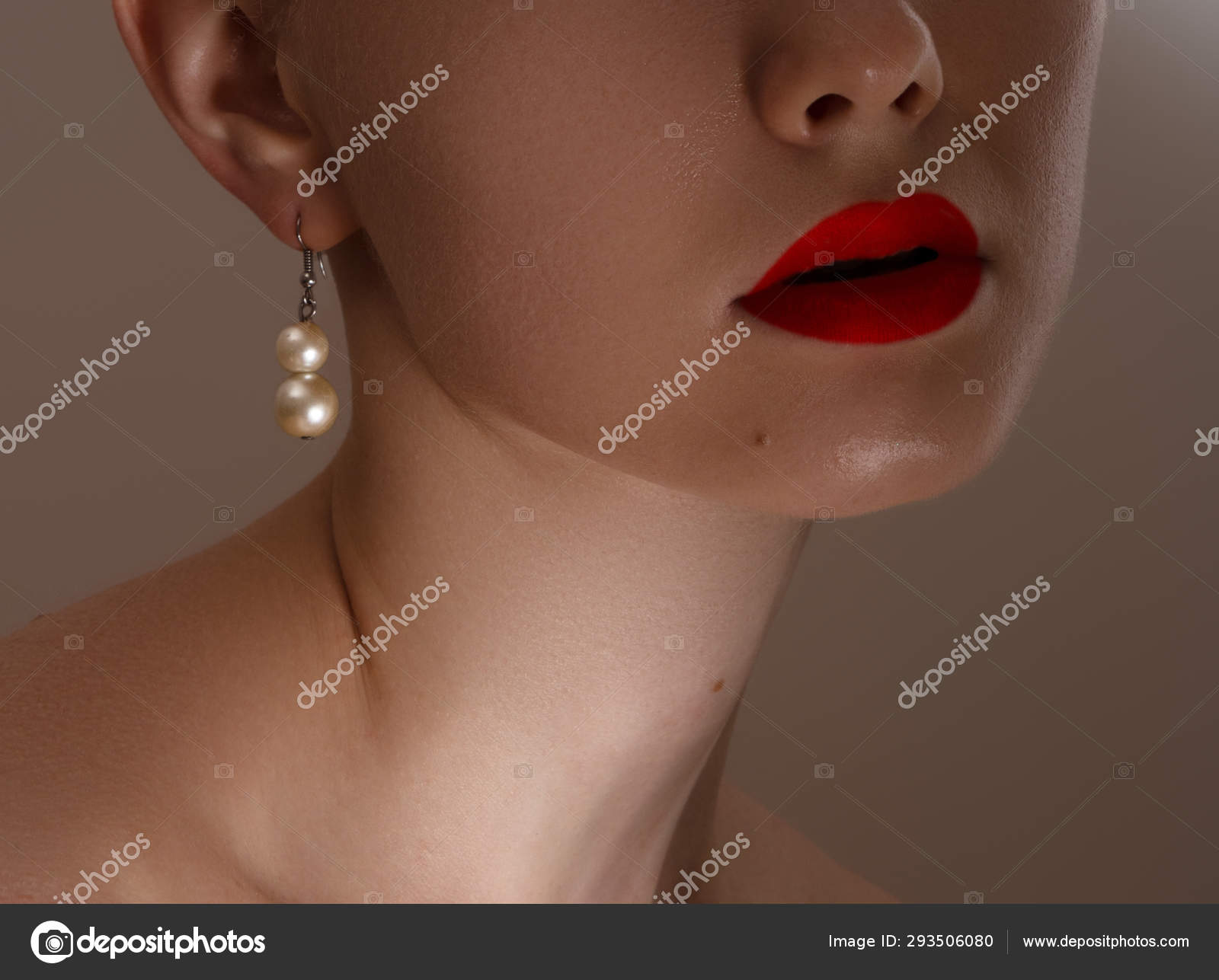 Beautiful model girl with pearl earrings . Fashion makeup and cosmetics ...