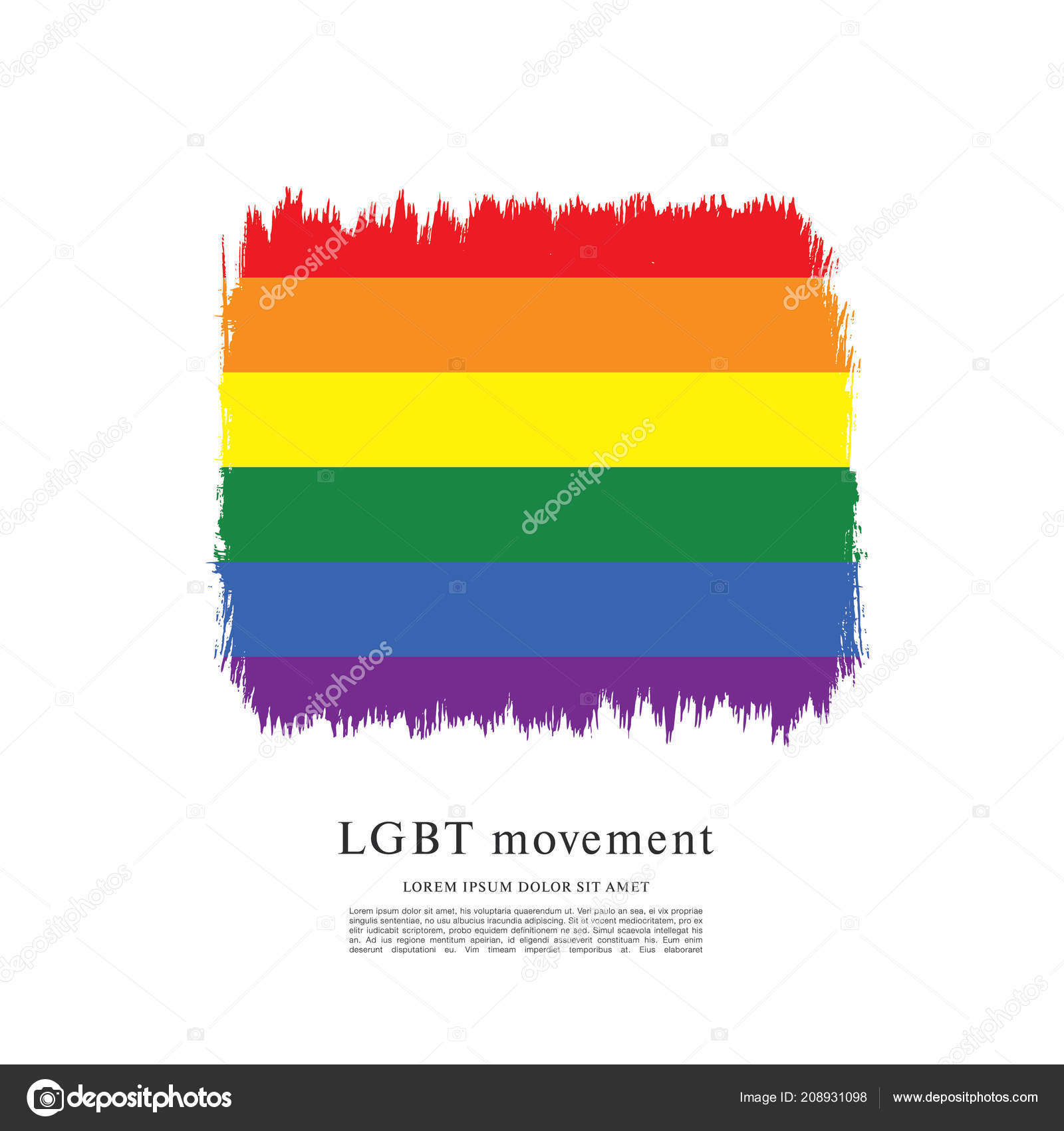 Rainbow Flag Lgbt Movement Vector Illustration Brush Stroke Background ...