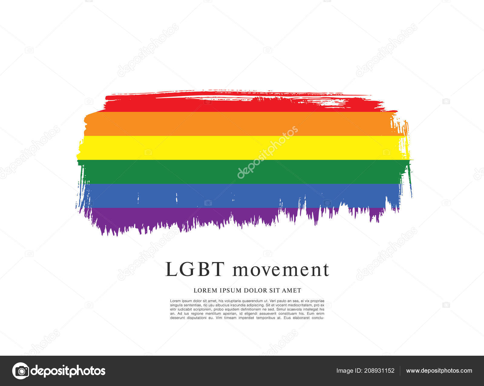 Rainbow Flag Lgbt Movement Vector Illustration Brush Stroke Background ...