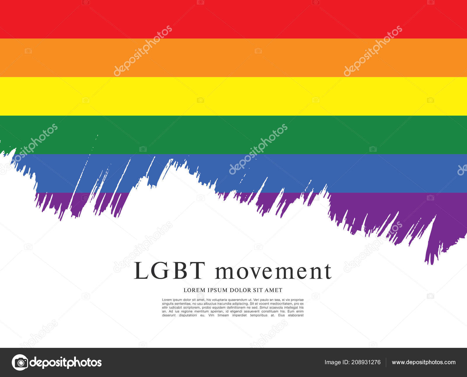 Rainbow Flag Lgbt Movement Vector Illustration Brush Stroke Background ...