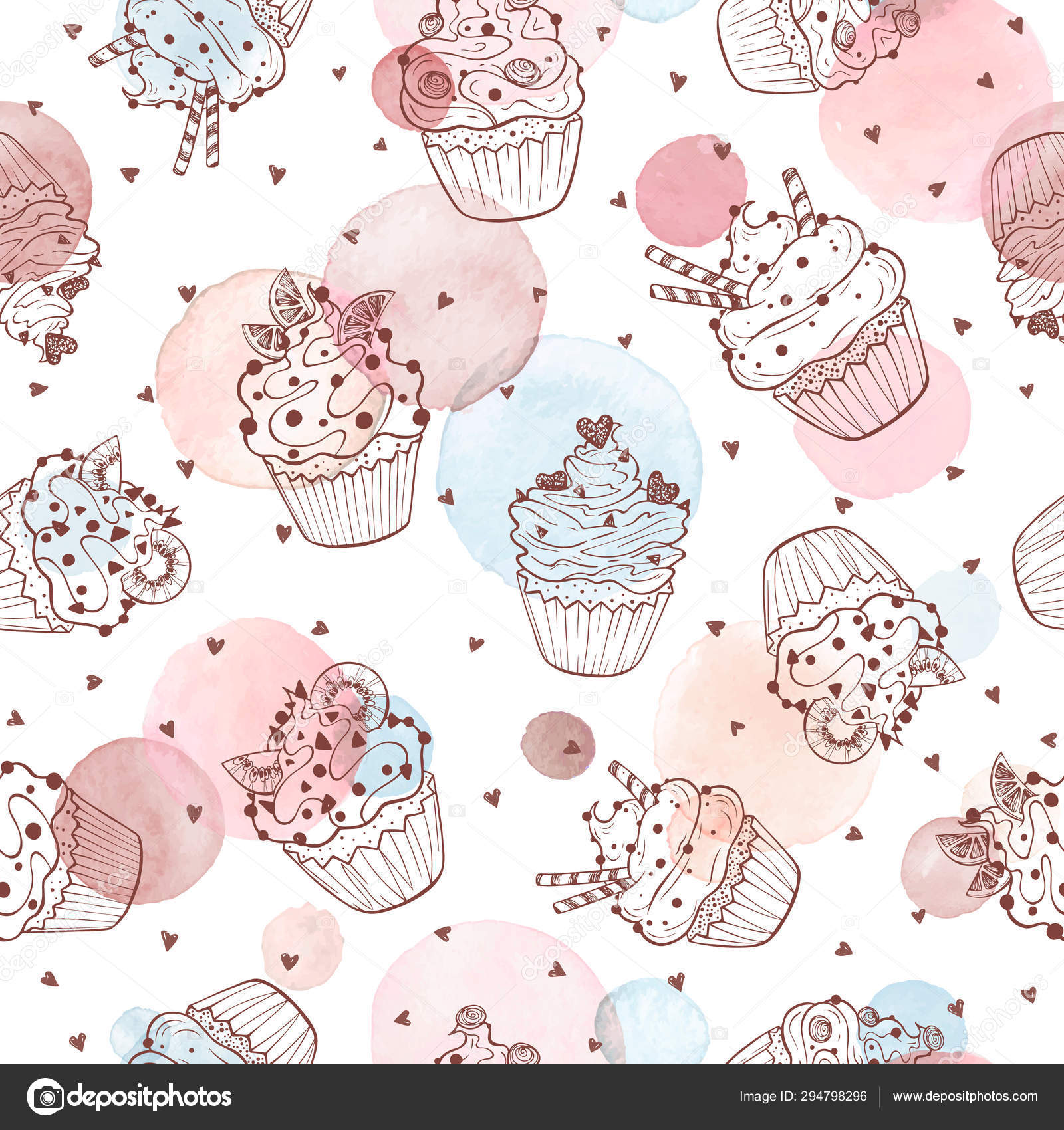 Cupcakes seamless pattern Stock Vector by ©ollymolly 294798296
