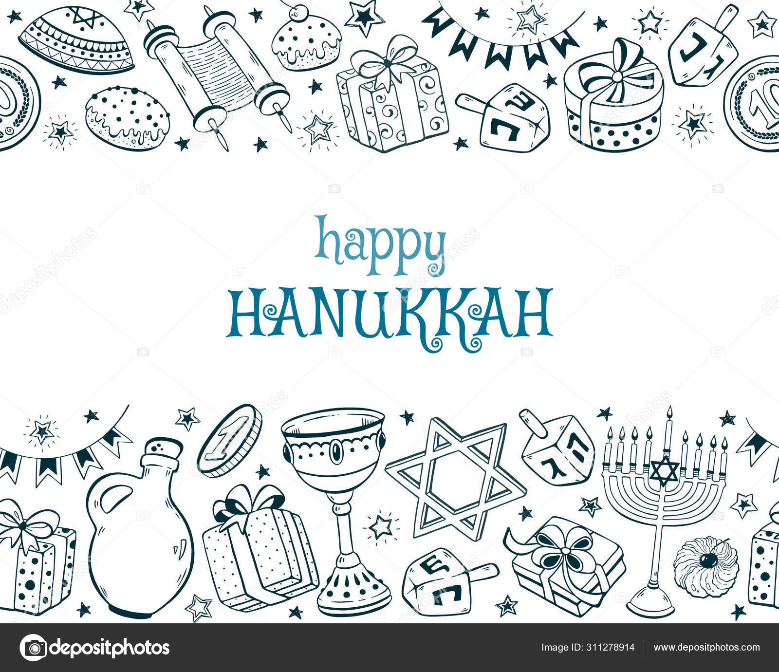 Hanukkah sketch vector illustration Stock Vector by ©ollymolly 311278914
