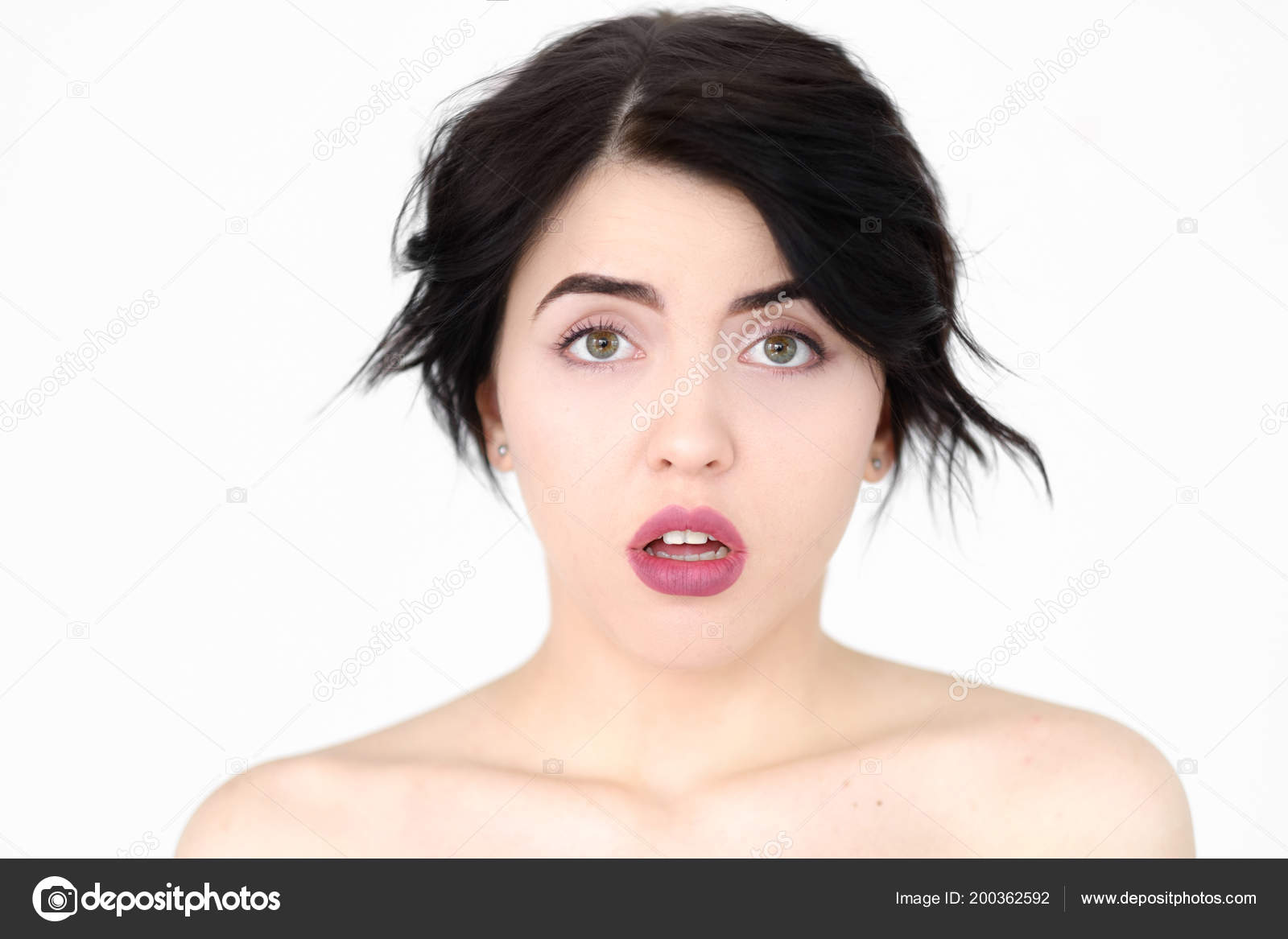 Emotion face overwhelmed surprised amazed girl Stock Photo by ©golubovy ...
