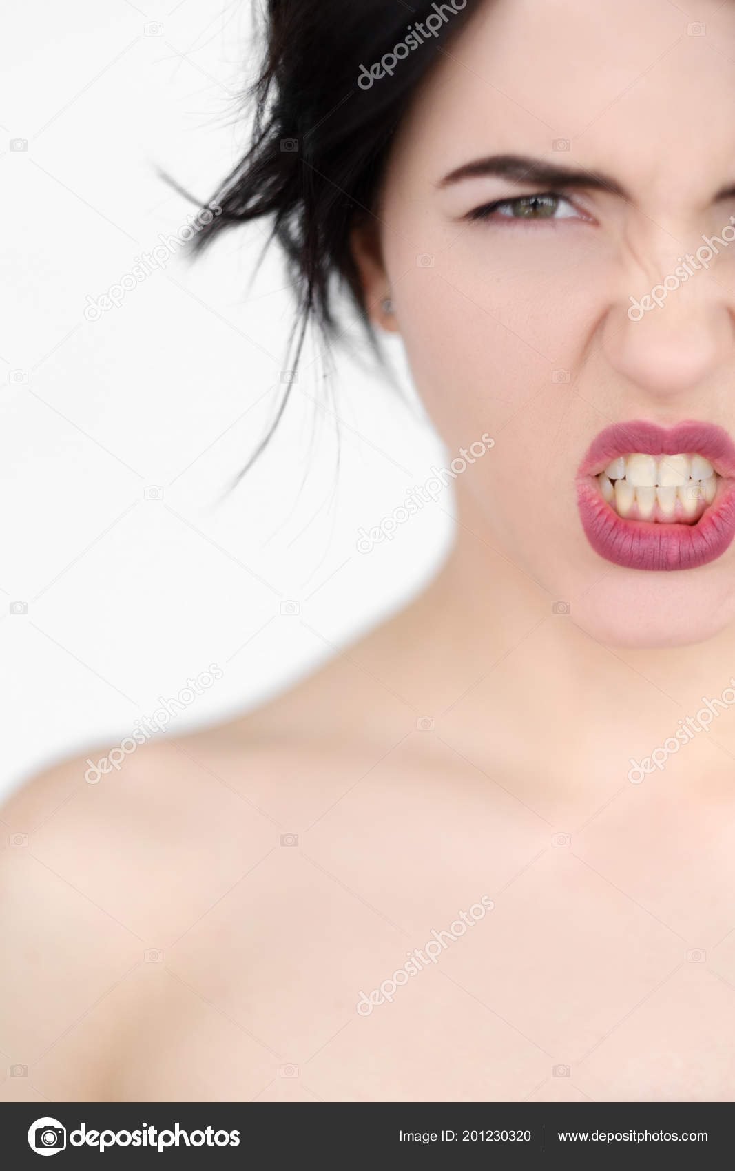 Emotion face furious woman rage hatred scowl ⬇ Stock Photo, Image by ...