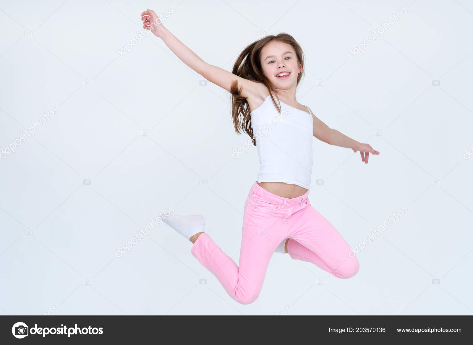 Child jump high air freedom carefree happiness — Stock Photo © golubovy ...