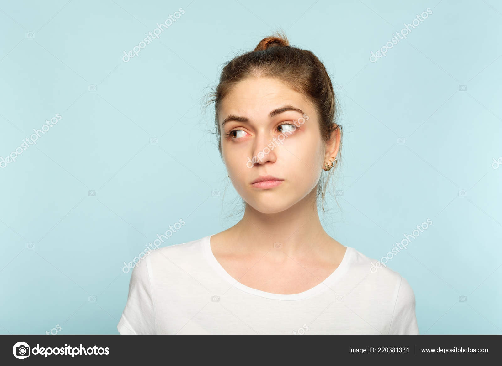 Emotion face doubtful uncertain thoughtful woman — Stock Photo ...