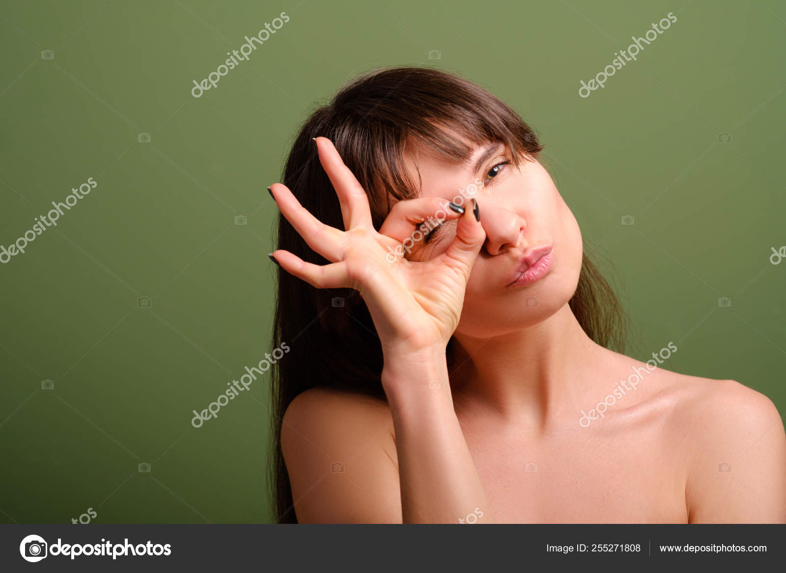 Playful flirtatious amusing emotion lady portrait Stock Photo by ...