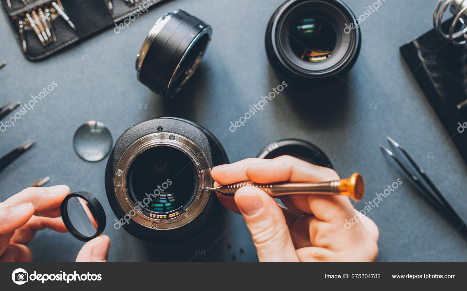 Disassembled device analysis photo camera lens Stock Photo by ©golubovy ...