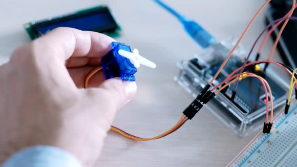 Arduino uno microcomputer processor electronics — Stock Video ...