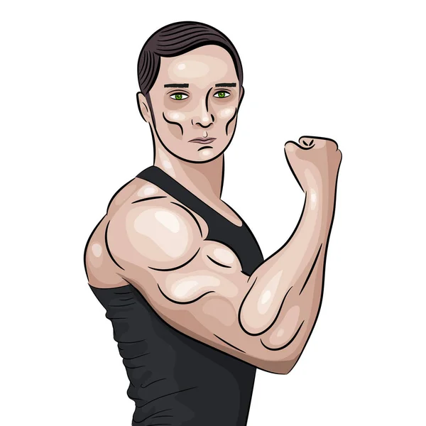 Vector Graphic Illustration Bodybuilder Showing Biceps Individually White Background Stock ...