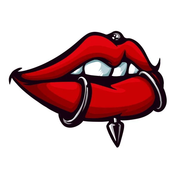 Lip Drawings With Piercing