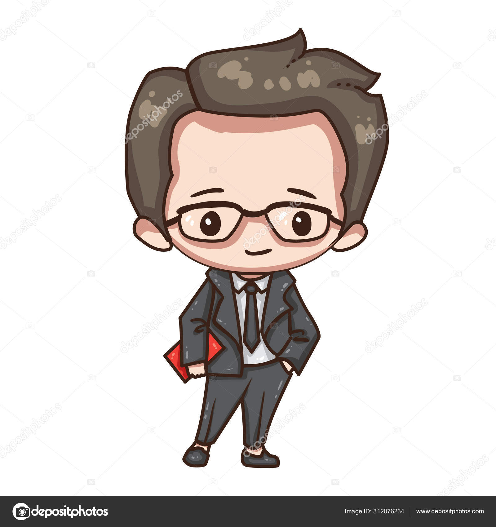 Vector Illustration Cute Chibi Character Isolated White Background ...