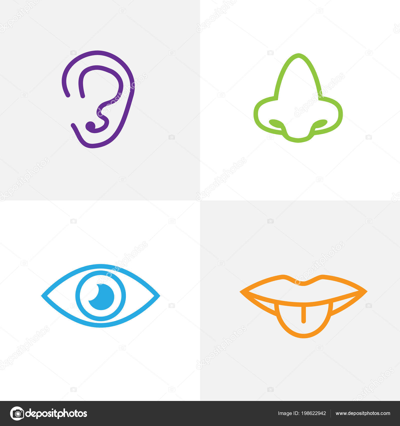 Cinque Icone Dei Sensi Simboli Sensoriali Stock Vector by ©myub 198622942