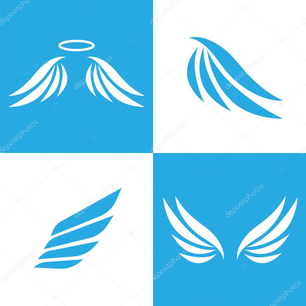 Conjunto Ángeles Alas Logo Vector Alas Pájaro Vector Ángel Alado Vector ...