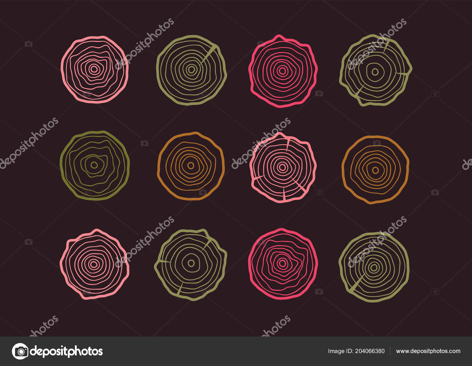 Vector Tree Rings Wood Texture Vector Abstract Circle Tree Background ...