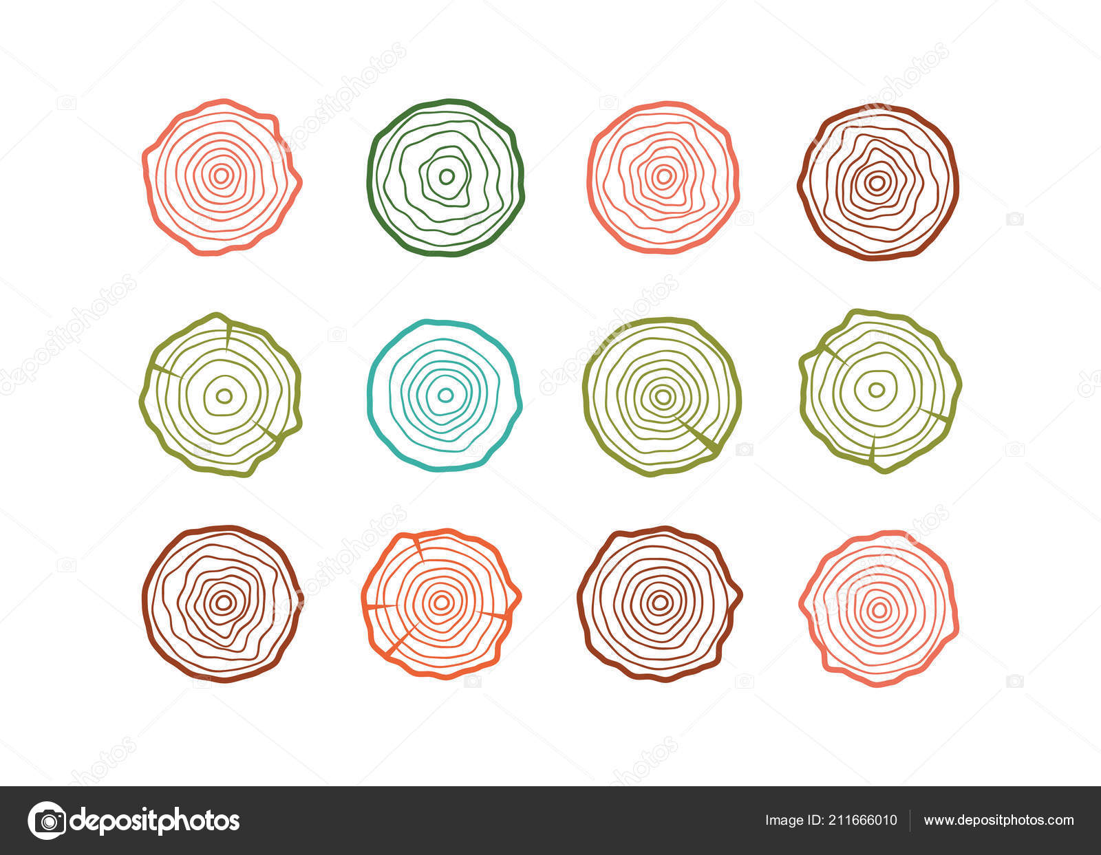 Abstract Age Annual Circle Tree Background Tree Rings Vector Set Stock ...