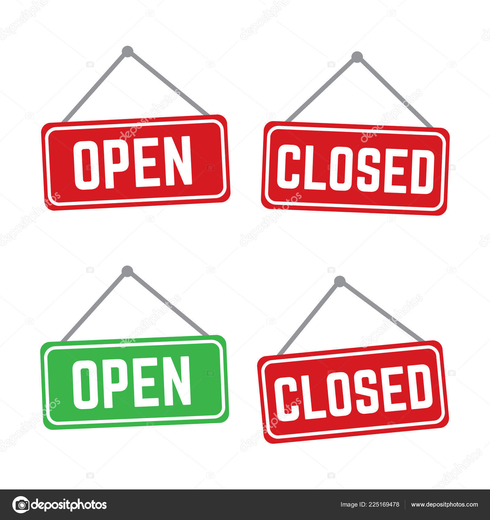 Open Closed Vector Store Signs Red Green Shop Banner Door — Stock ...