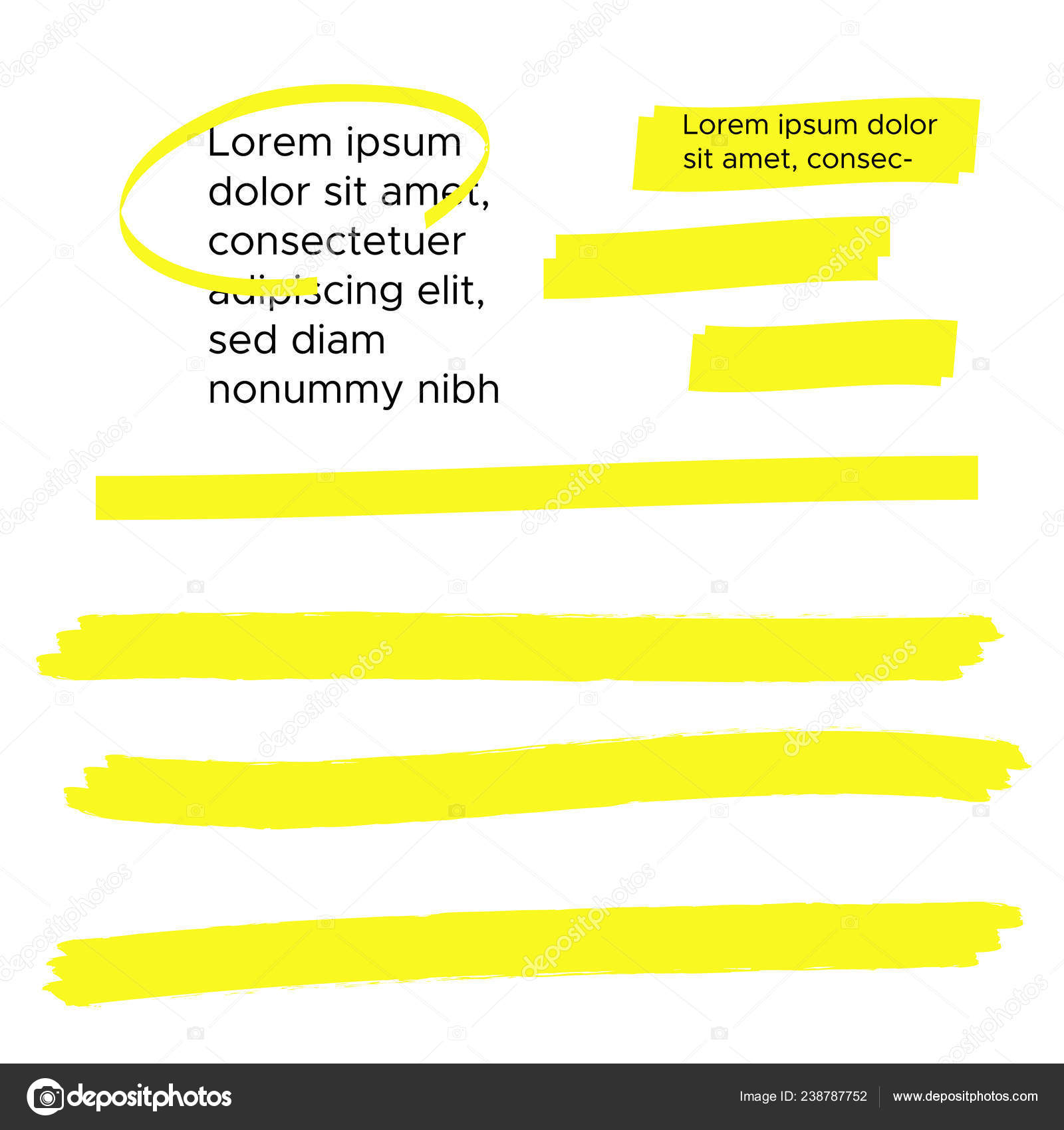 Yellow Highlight Marker Lines Brush Pen Underline Yellow Watercolor ...