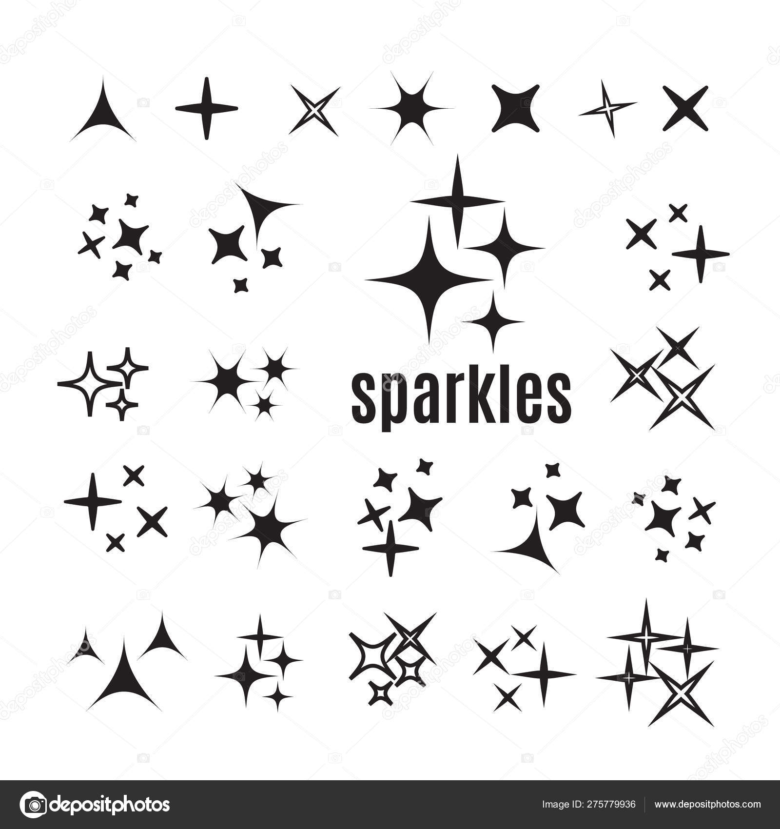 Conjunto de iconos de chispas. Elemento estrella. Brillo luces vector ...