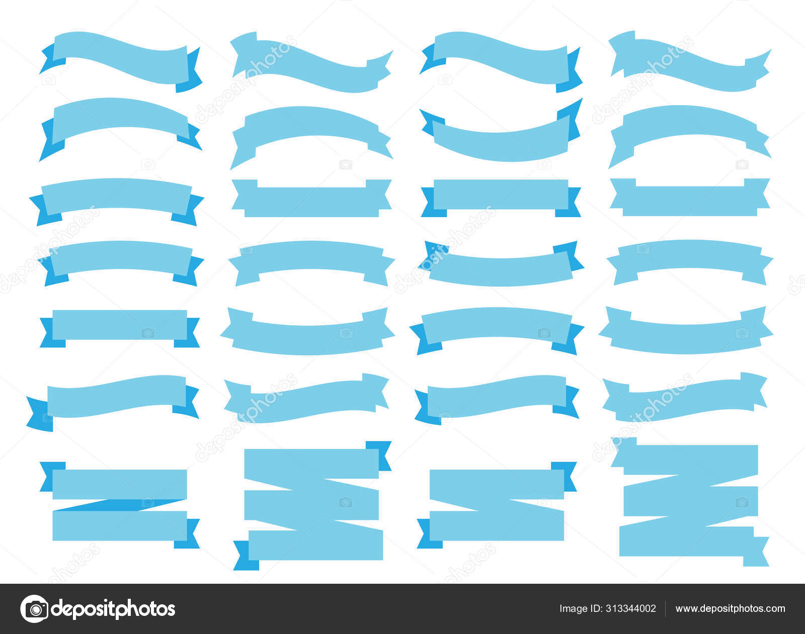 Flat light blue ribbons set. Ribbon vintage banner vector Stock Vector ...
