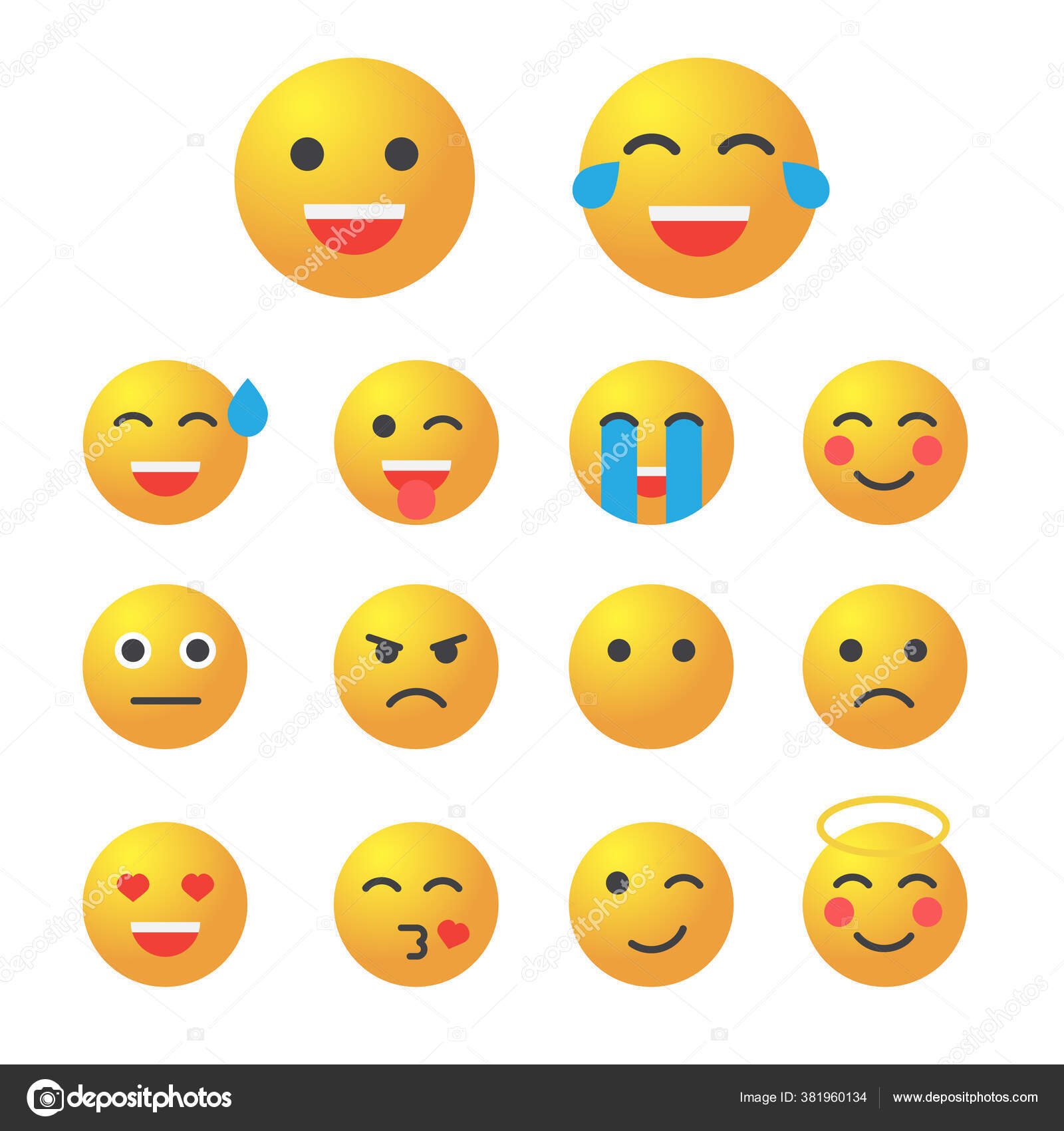 Emoticon Set Collection Emoji Emoticons Eps10 Stock Vector Image by ...