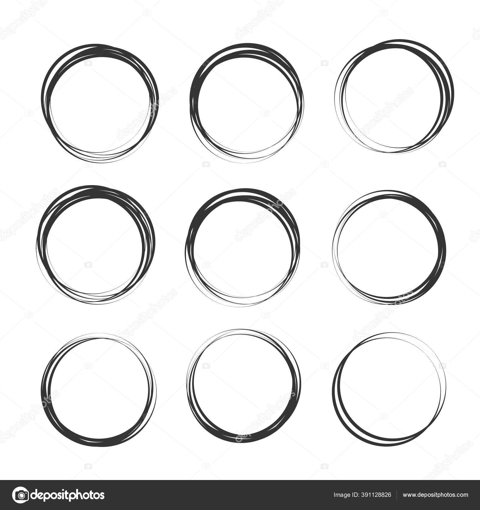 Doodle Desenhou Círculos Doodle Círculo Anel Esboço Vetor Vetor de ...