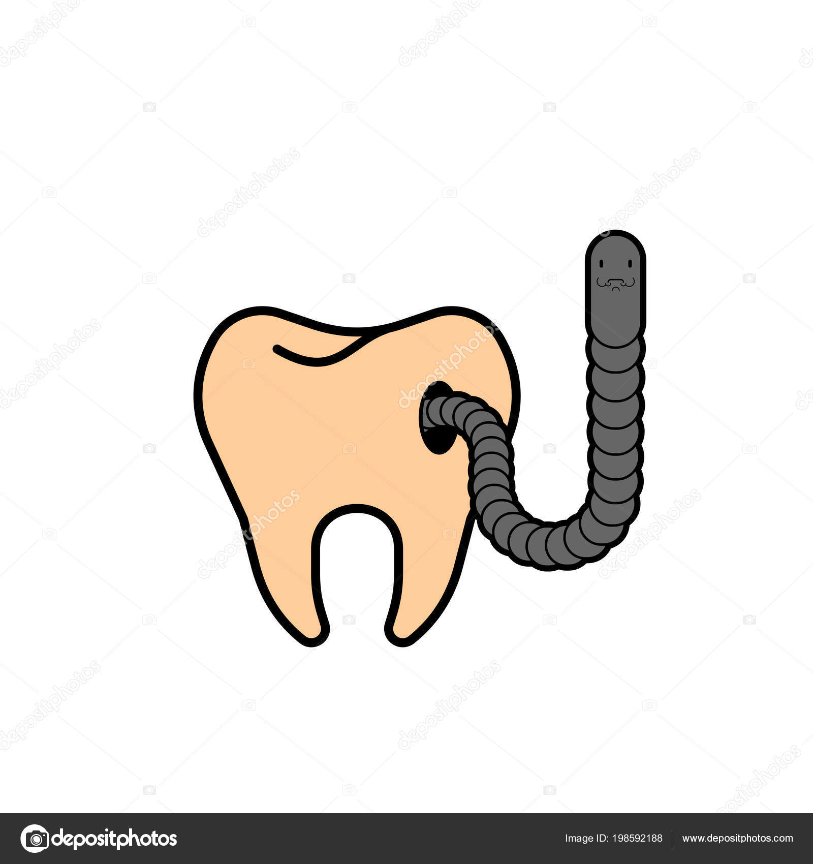 Tooth Worm Hole Microbes Sick Tooth Caries Pulpitis Toothache Vector ...