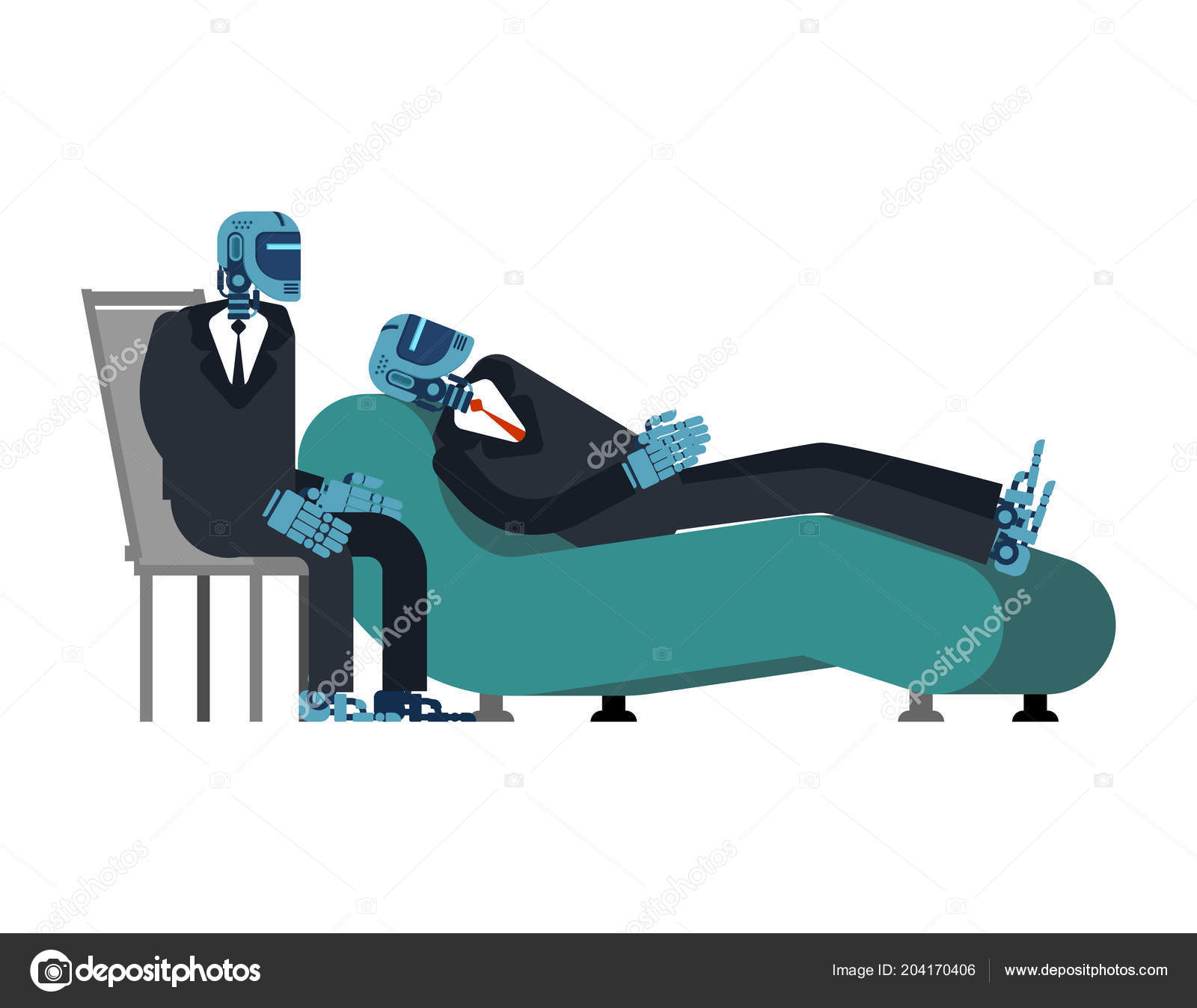 Robot Psychologist Cyborg Reception Psychotherapist Vector Illustration ...