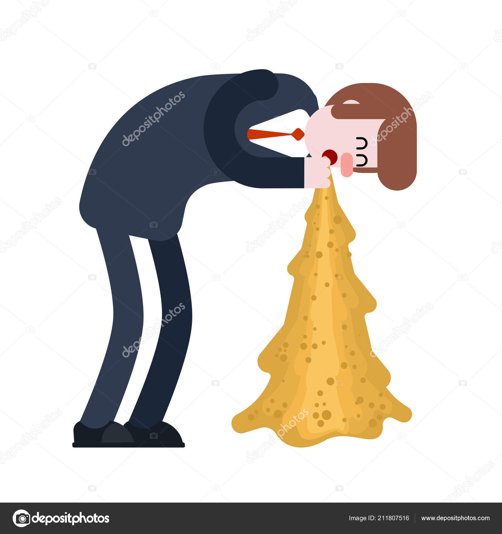 Vómito Hombre Ilustración Vector Vómito Dibujos Animados Retráctiles ...