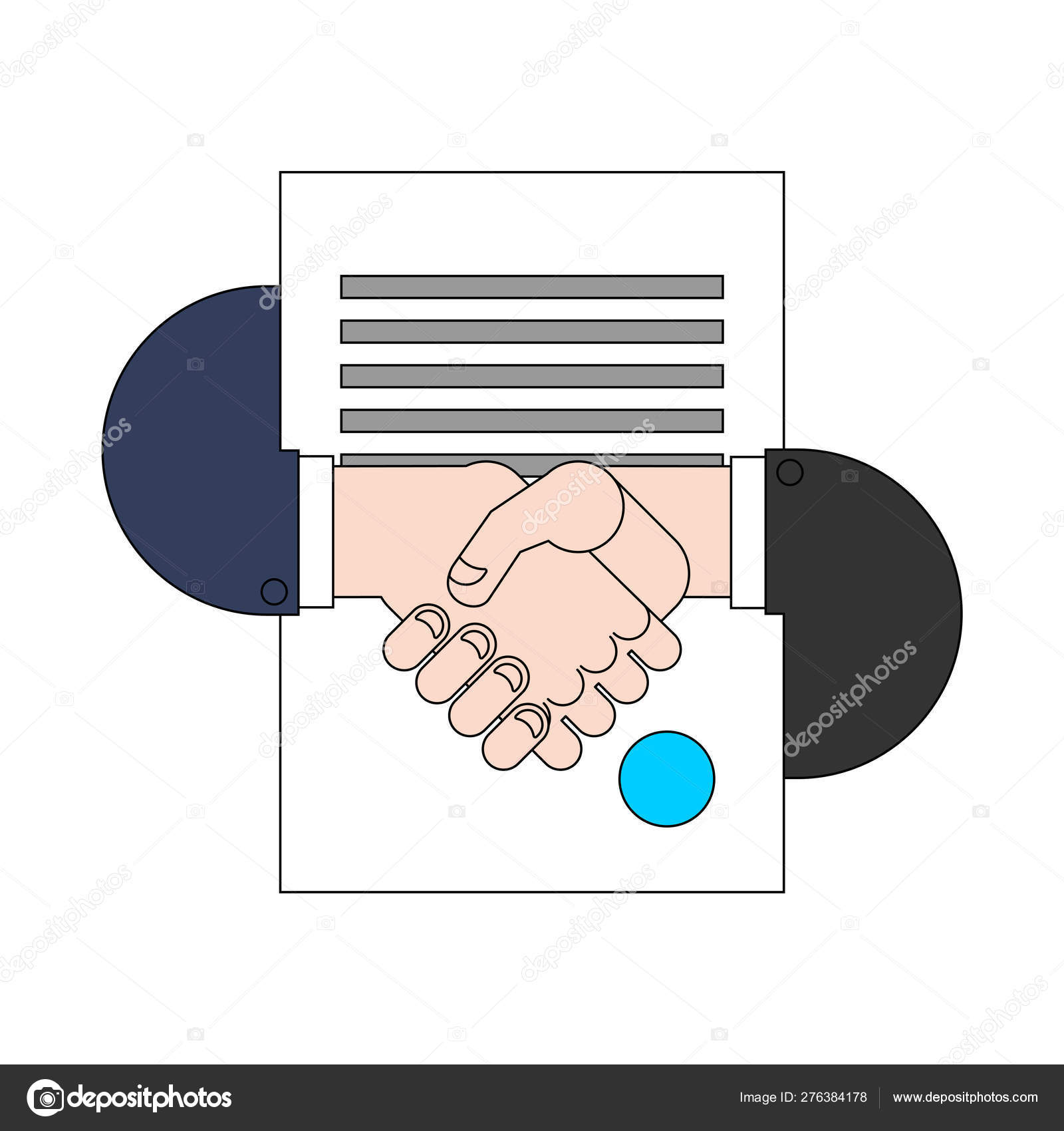 Firma de contrato y apretón de manos. Símbolo de contrato firmado de ...