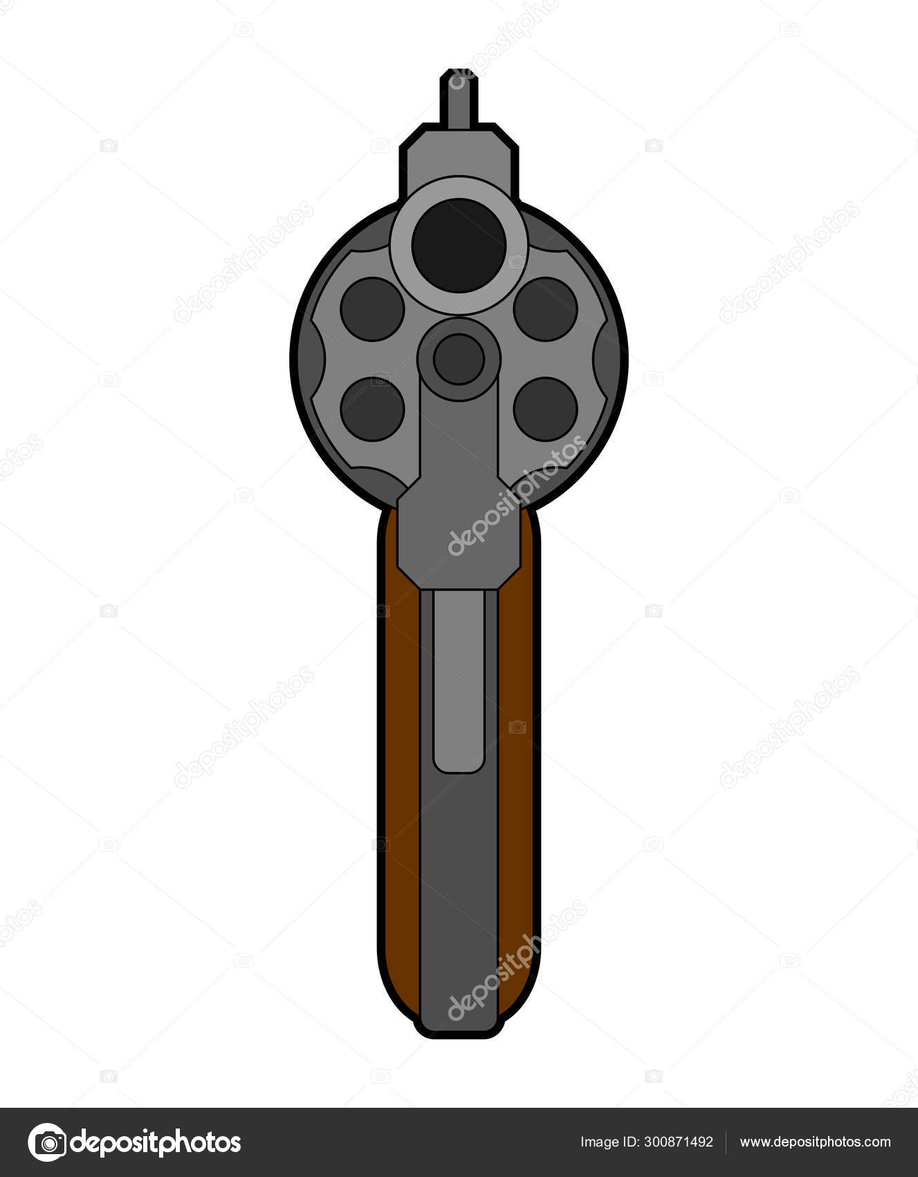 Revólver vista frontal. Pistola aislada. Ilustración vectorial Vector ...