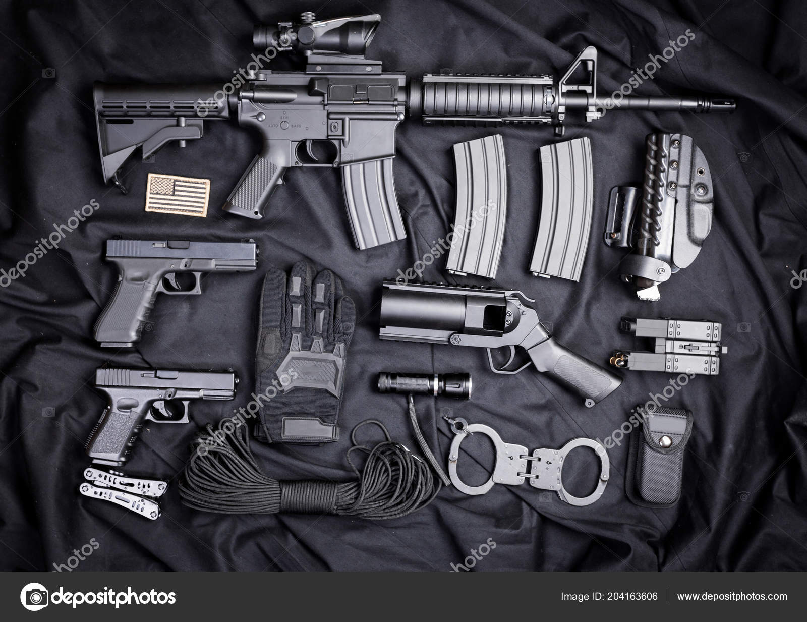 Modern Weapon Black Background Stock Photo by ©Fotofabrika 204163606