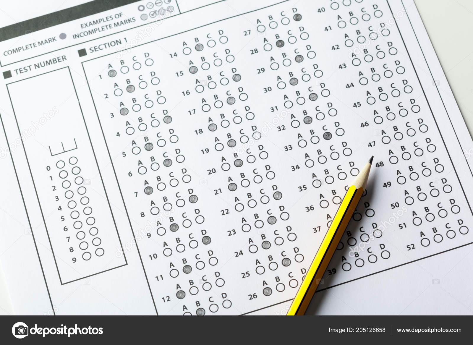 Test Score Sheet Answers Stock Photo by ©Fotofabrika 205126658