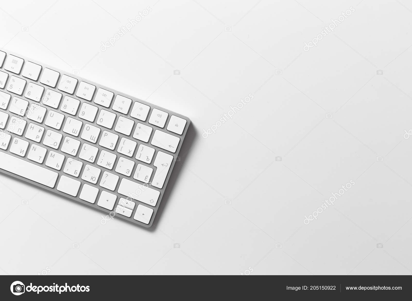 Office Table Keyboard Isolated White Background Stock Photo by ...