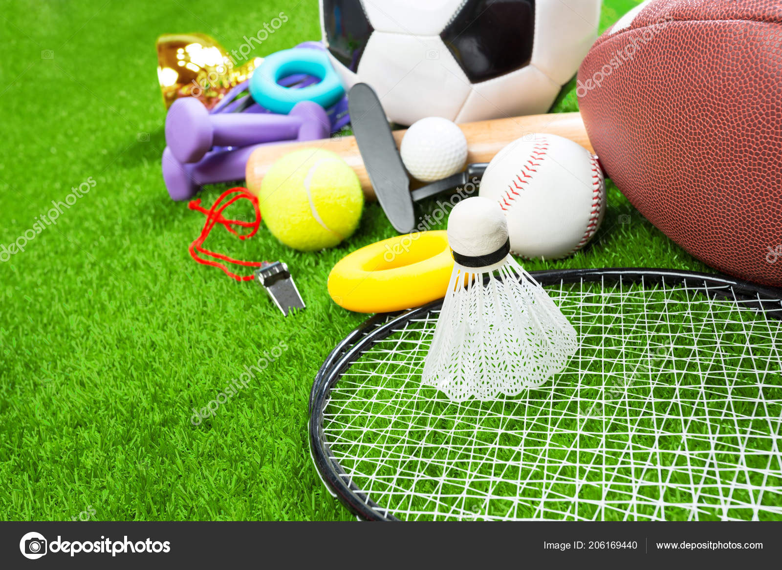 Various Sport Tools Grass — Stock Photo © Fotofabrika #206169440