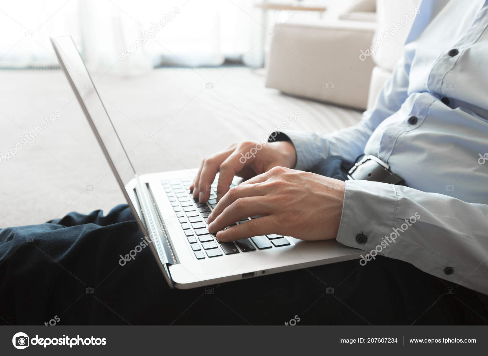 Man Using Computer Background Close — Stock Photo © Fotofabrika #207607234
