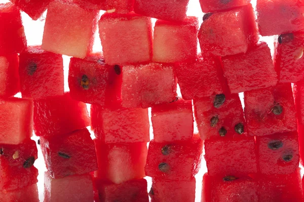 Watermelon Fruit Cubes Isolated White Background — Stock Photo ...