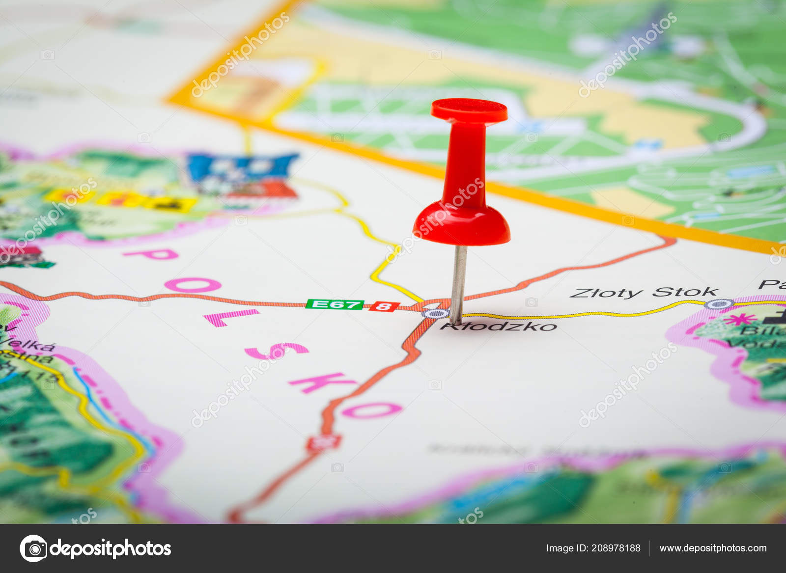 Travel Destination Points Map Indicated Colorful Thumbtacks Stock Photo ...