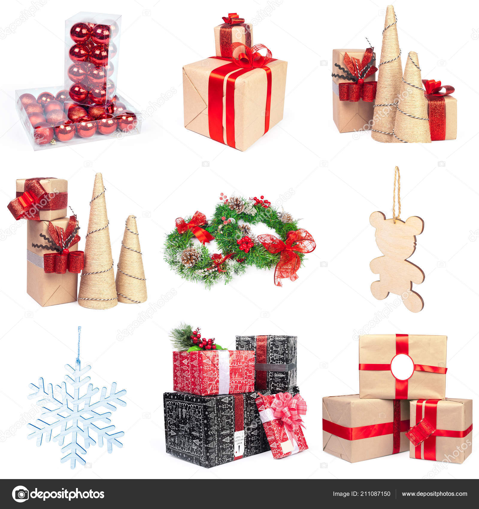 Group Christmas Objects Isolated White Background Stock Illustration by ...