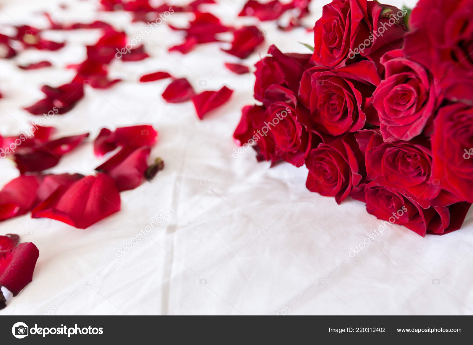 White Bed With Red Roses