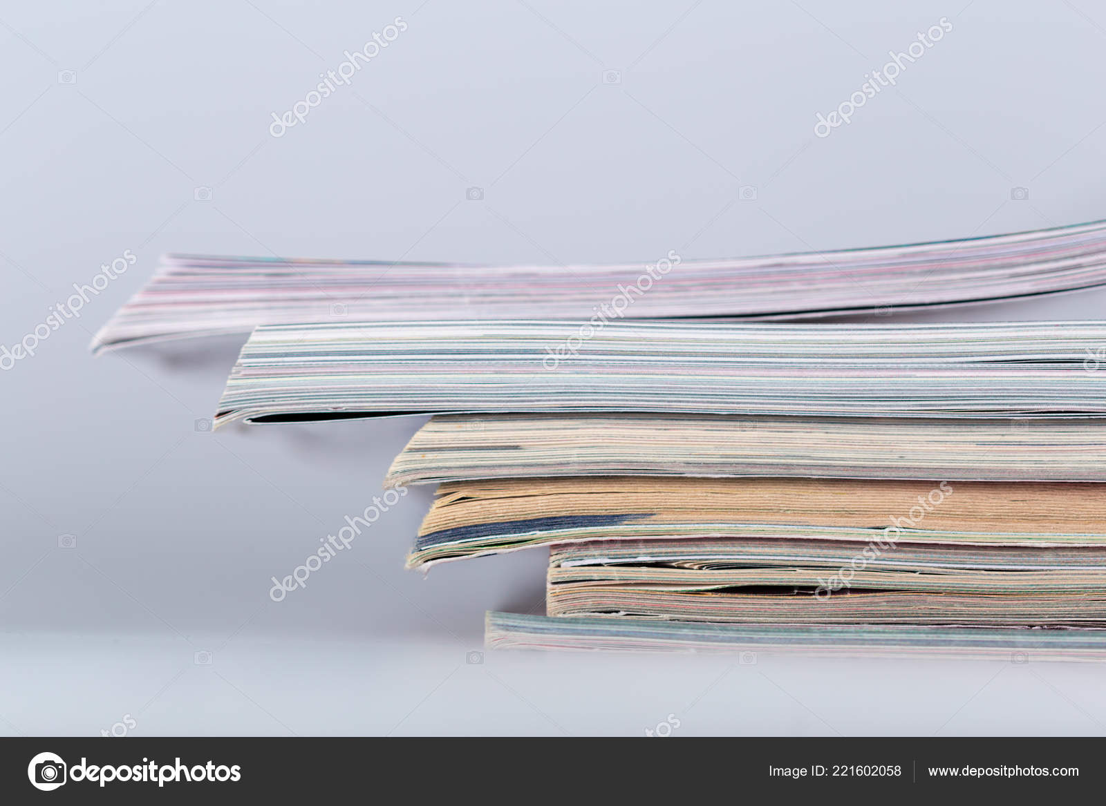 Close Magazine Stack White Background Stock Photo by ©Fotofabrika 221602058