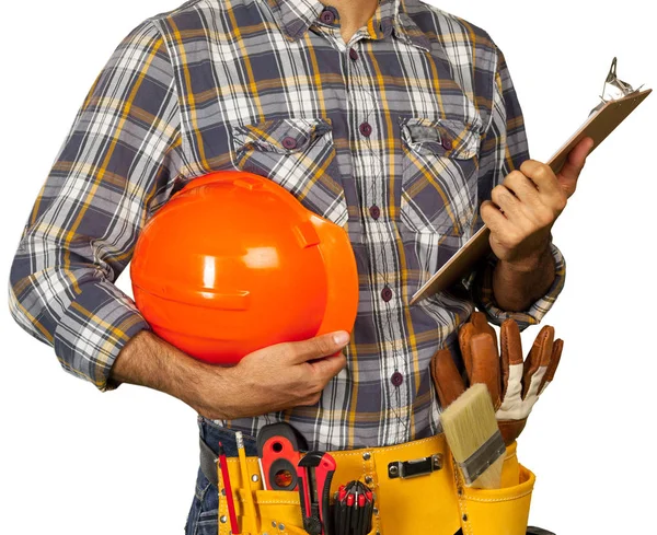 Construction Worker Tools Isolated White Background — Stock Photo ...