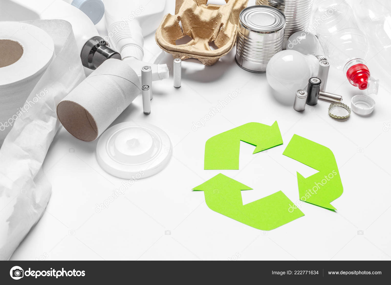 Eco Concept Recycling Symbol Table Background Top View Stock Photo by ...
