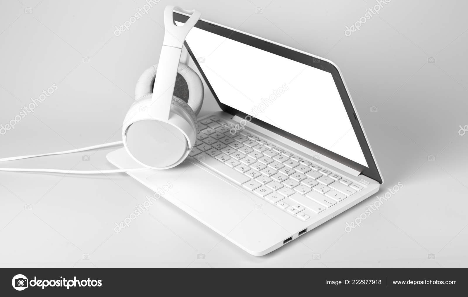 Laptop Headphone Isolated White Background Stock Photo by ©Fotofabrika ...