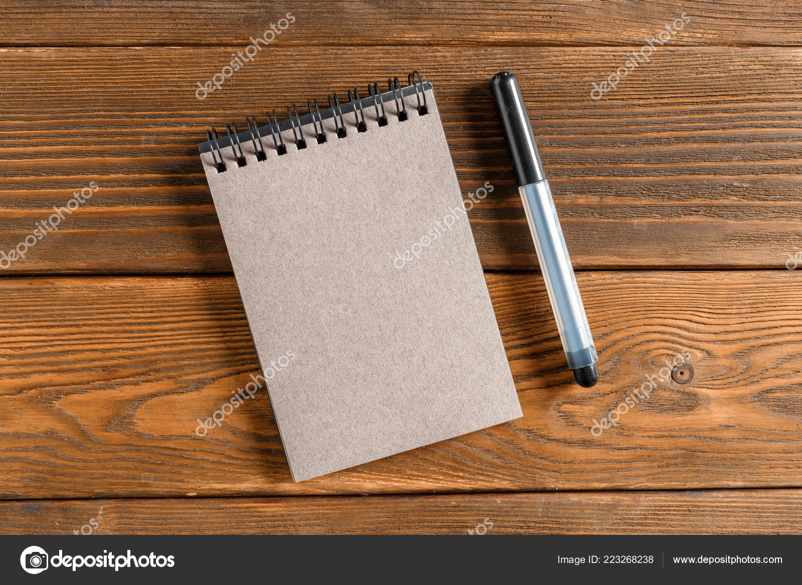 Notepad Wooden Desk Table Stock Photo by ©Fotofabrika 223268238