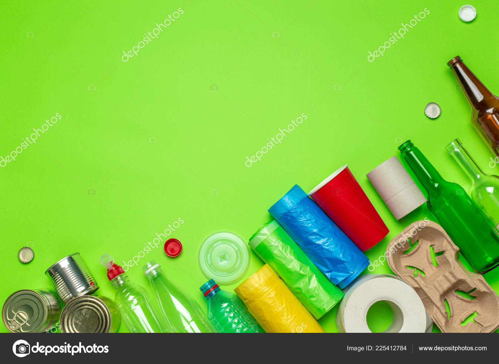 Waste Materials Paper Plastic Polyethylene Colorful Background Stock ...