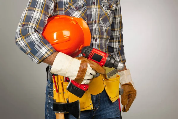 Construction Worker Tools Isolated White Background — Stock Photo ...